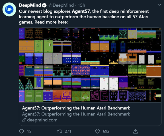 人类一败涂地？DeepMind推出Agent57，在所有雅达利游戏上超越人类玩家