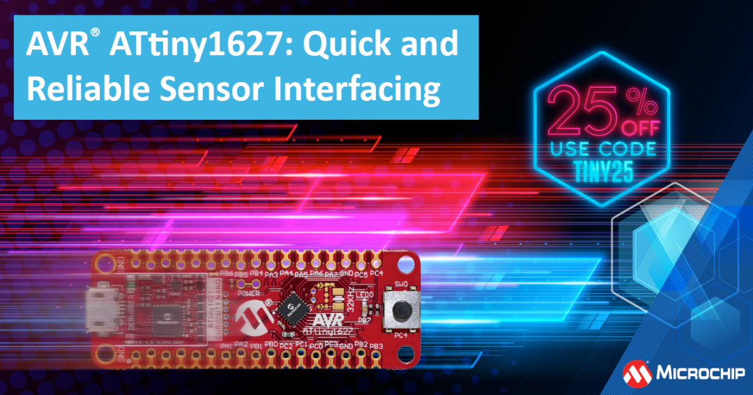 AVR® ATtiny1627 Curiosity Nano开发板75折促销啦！